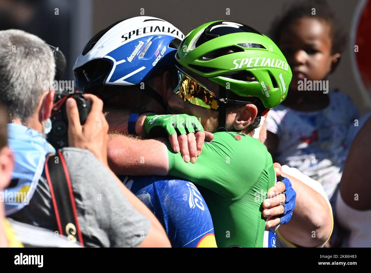 Mark Cavendish of team Deceuninck-Quick-Step wins the stage in a sprint ...