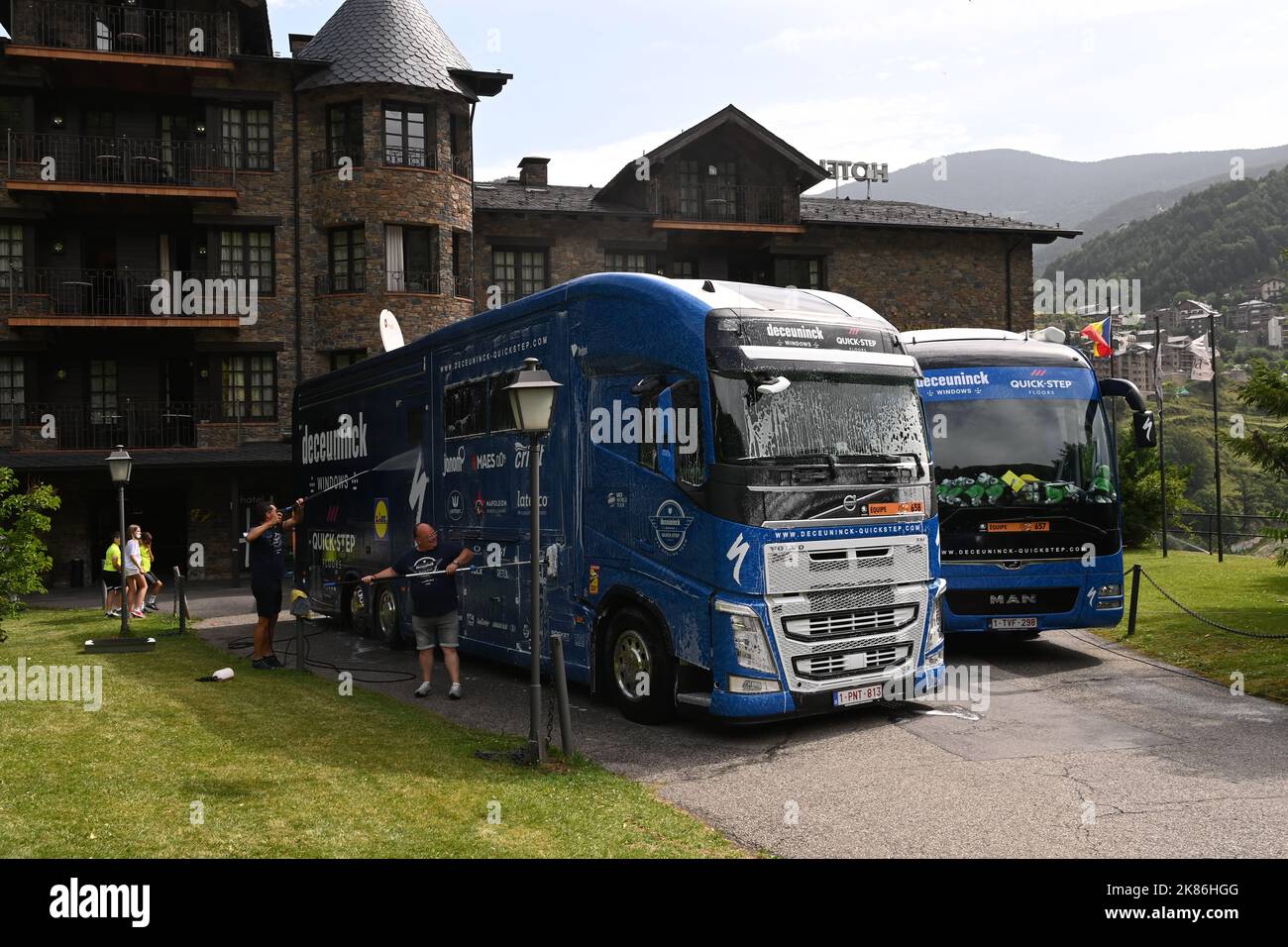 Tour de france team buses hi-res stock photography and images - Alamy