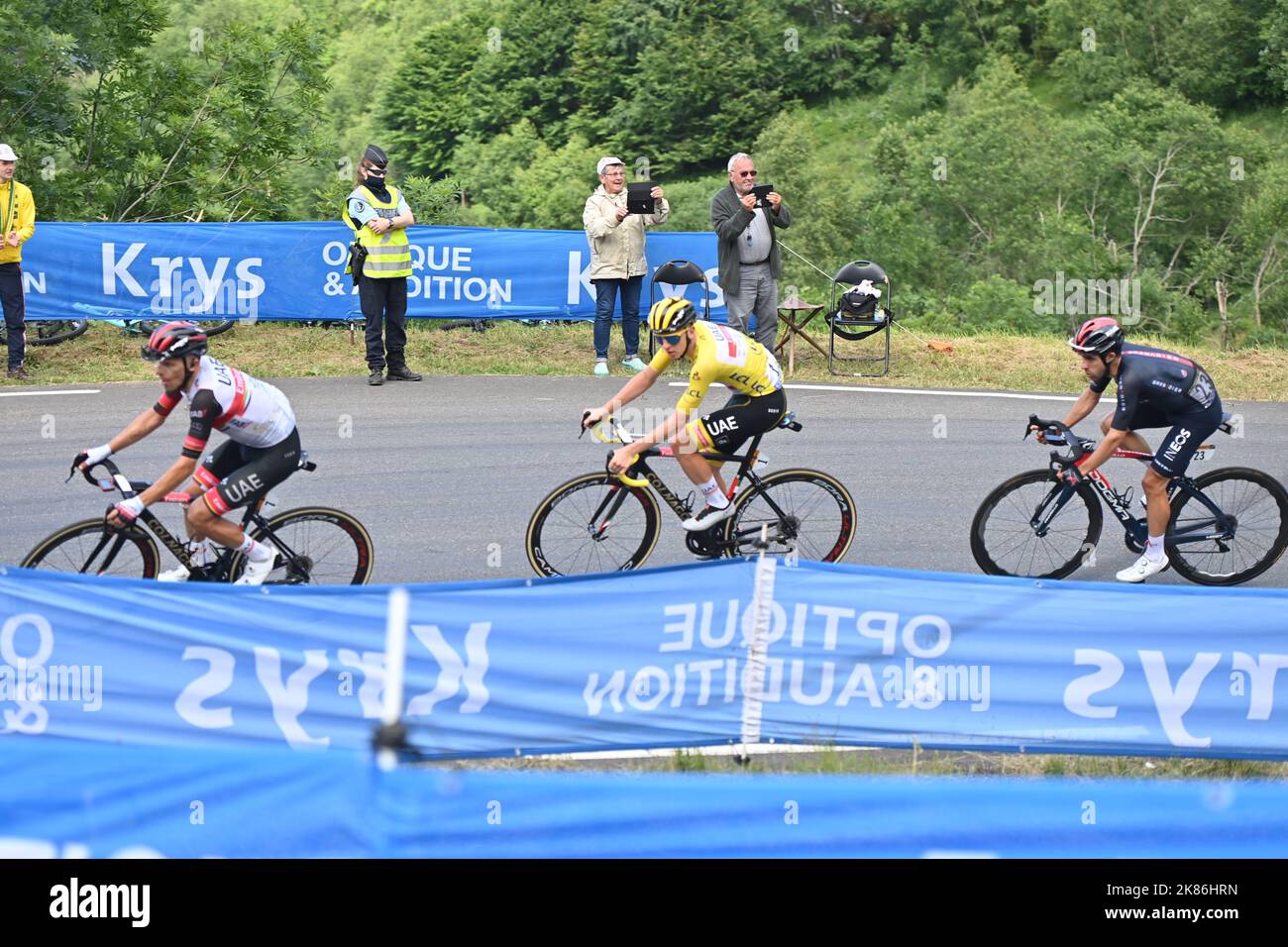 Tadej Pogacar of UAE TEAM EMIRATES takes the mountain leader category ...