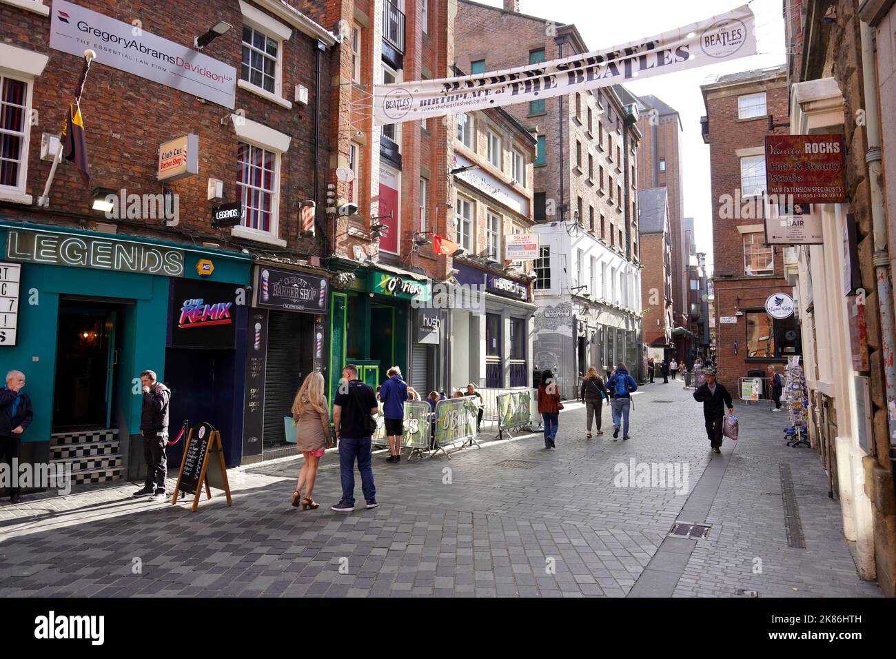 LIVERPOOL, UK - JULY 14, 2022: Legends Sports Bar in typical old street ...