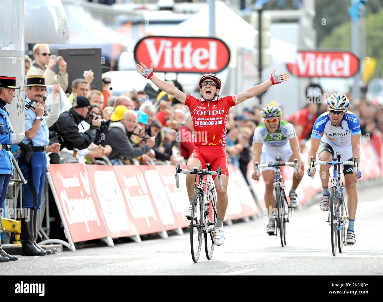 France's Samuel Dumoulin of team Confidis Credit Par Telephone crosses ...