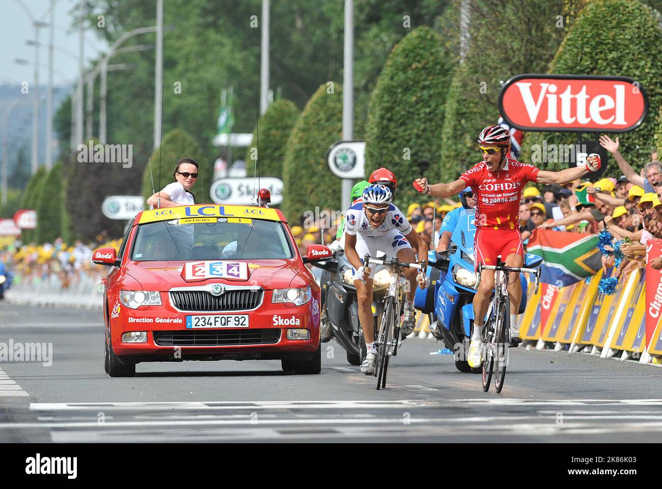 Sylvain Chavanel celebrates winning stage 19 of the Tour de France as ...