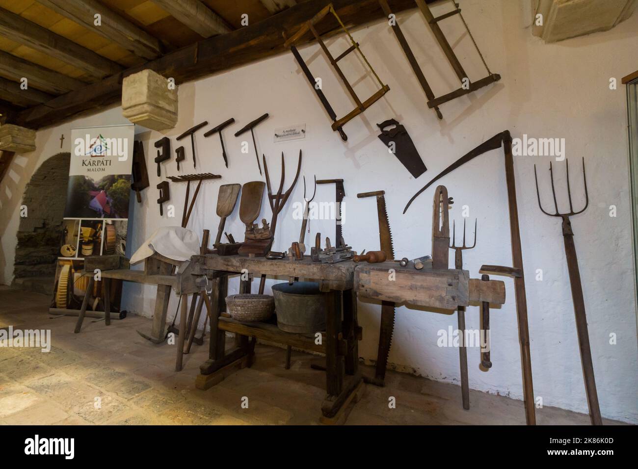 Old traditional tools of a miller at Karpati-malom (water mill ...