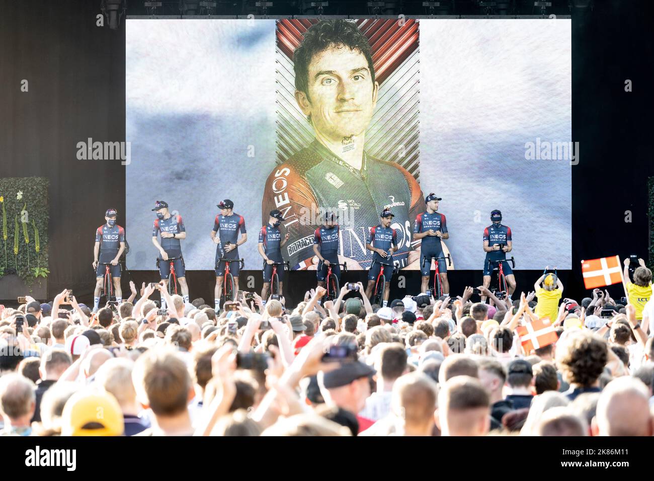 Tour de France 2022, Copenhagen, Denmark. Team Ineos Grenadiers stand ...