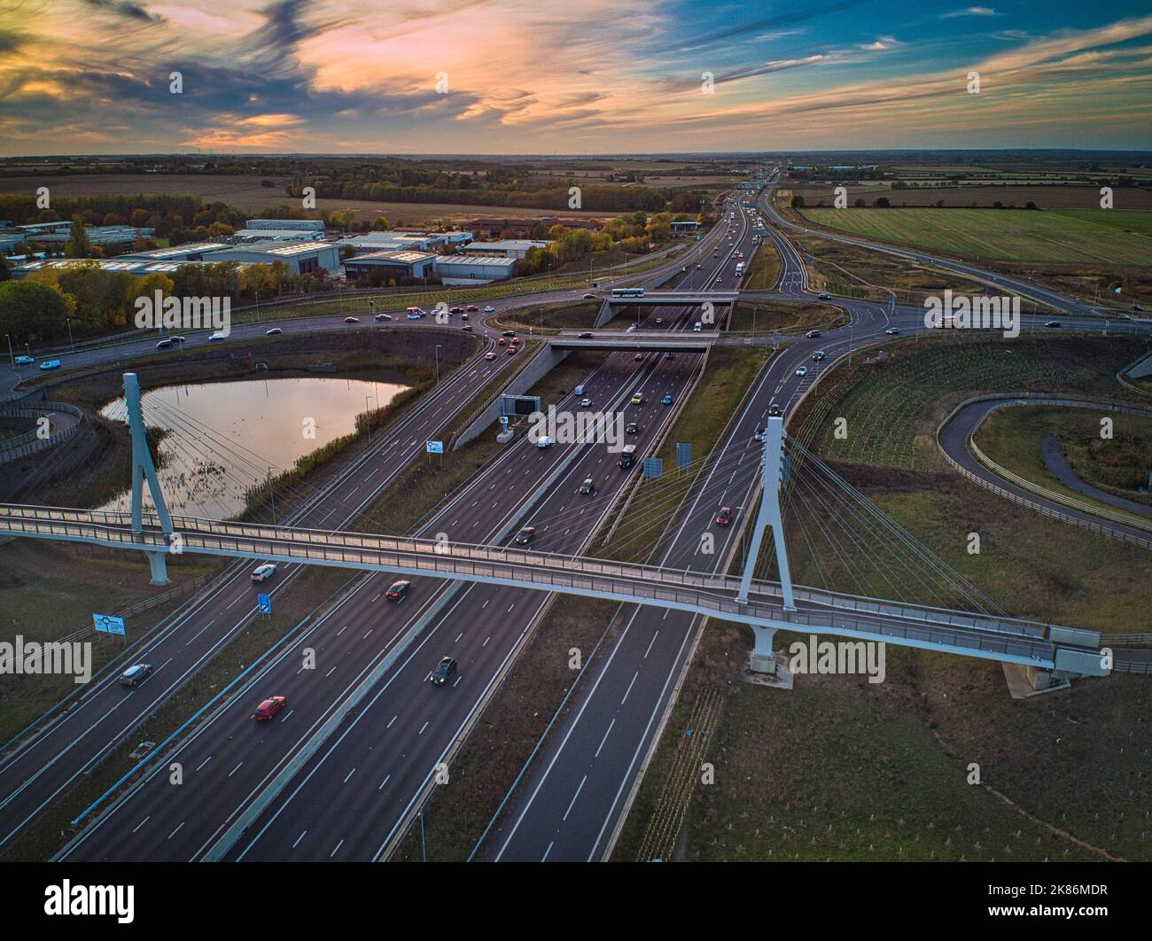 A14 Cycle bridge Bar Hill Cambridgeshire Stock Photo - Alamy