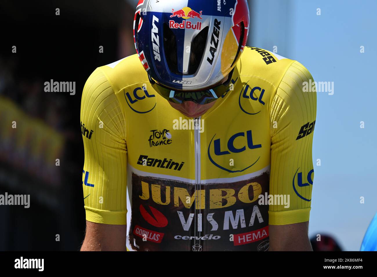 Wout Van Aert for team Jumbo Visma at the start of the Tour de France 2022, Stage 4, Dunkirk to ...