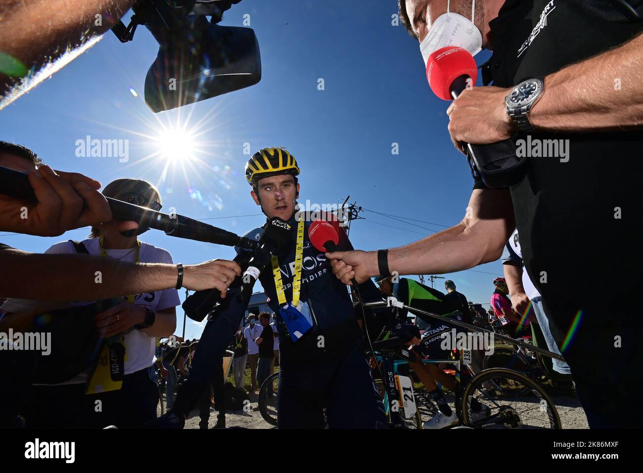 Tadej Pogacar for team UAE Emirates attacks in the final metres of the ...