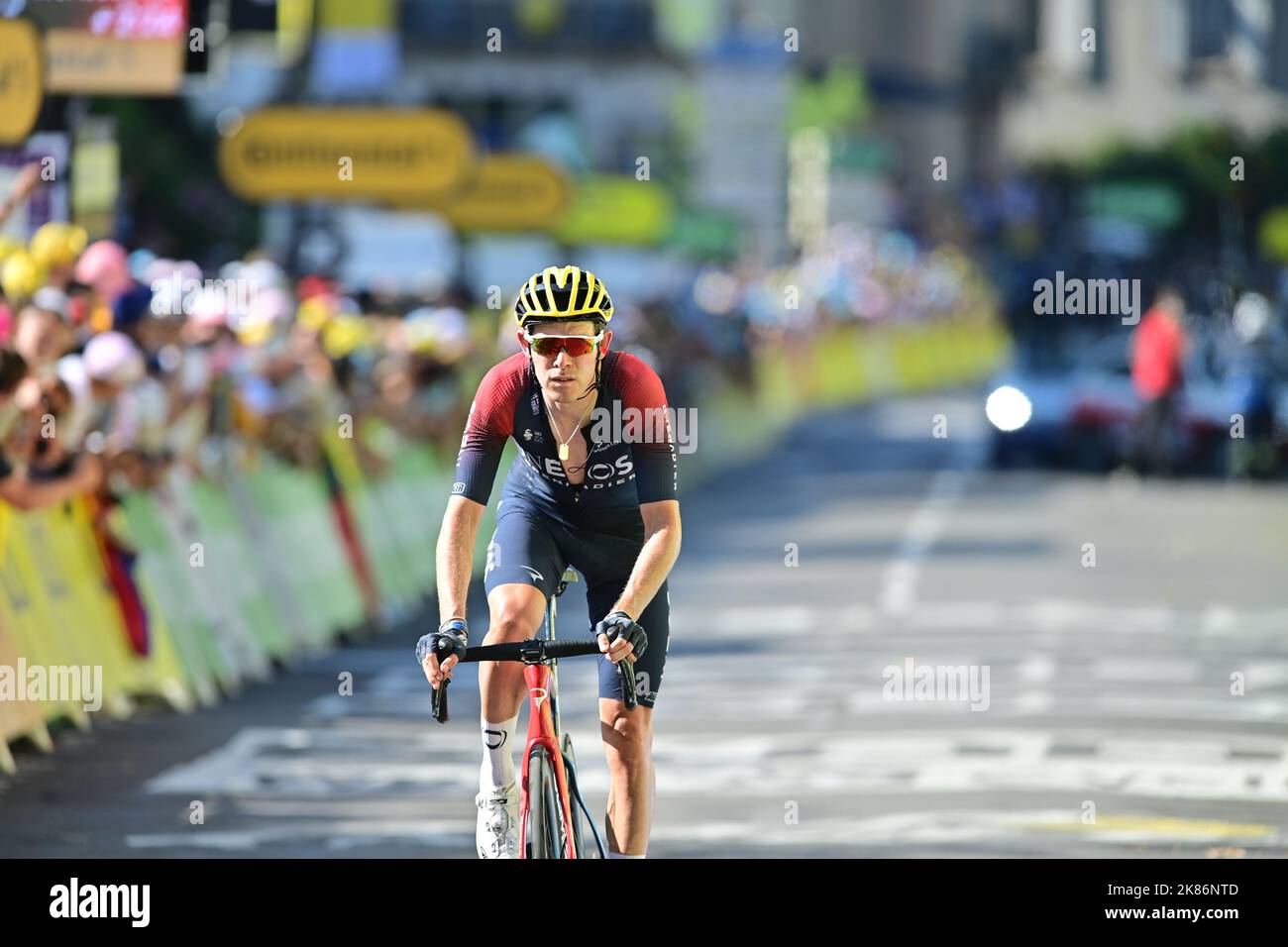 Luke Rowe crossing the line at the end of Tour De France, Stage 15 ...
