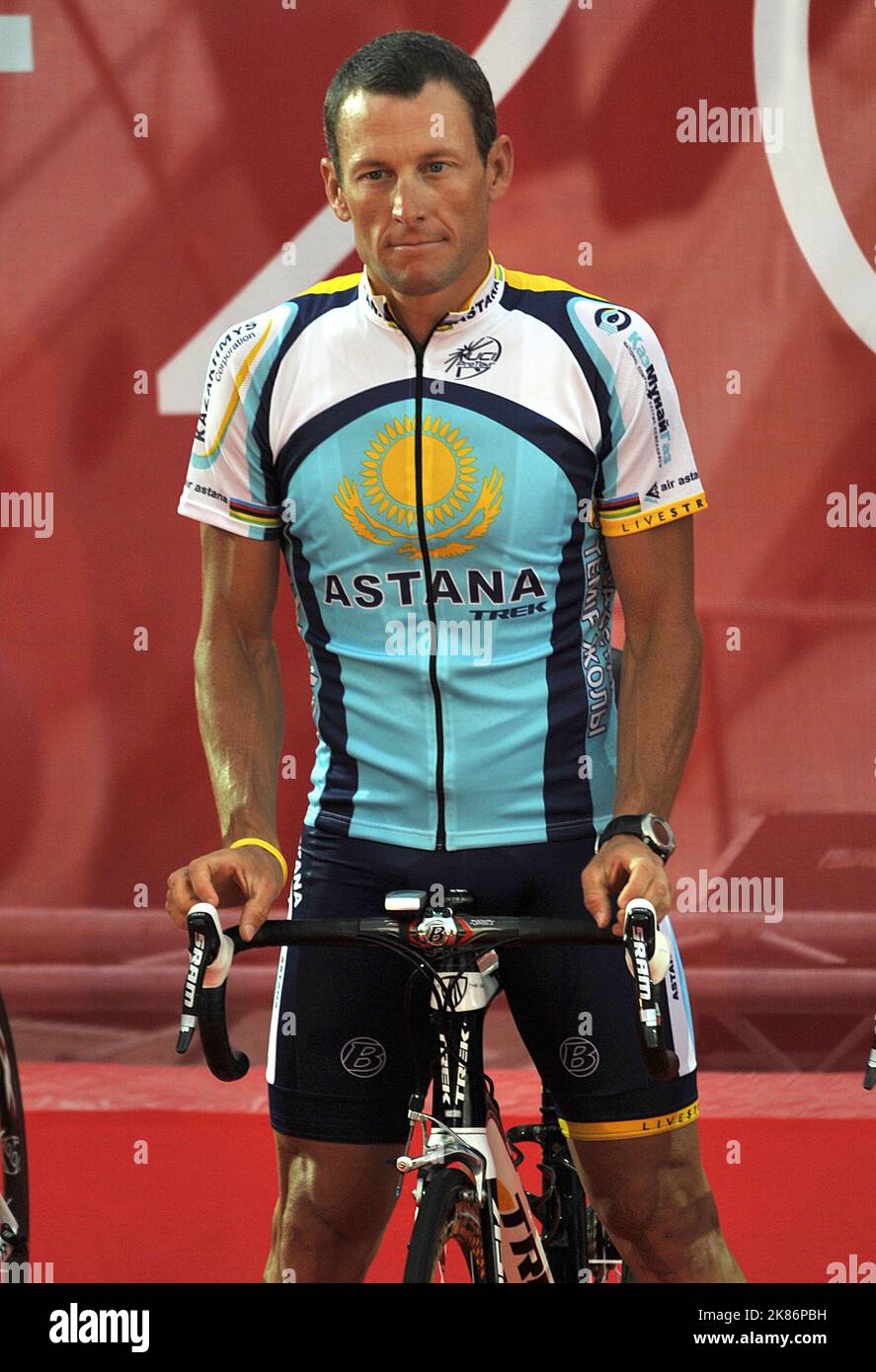 Team Astana's Lance Armstrong is seen during the official presentation of cycling teams in ...