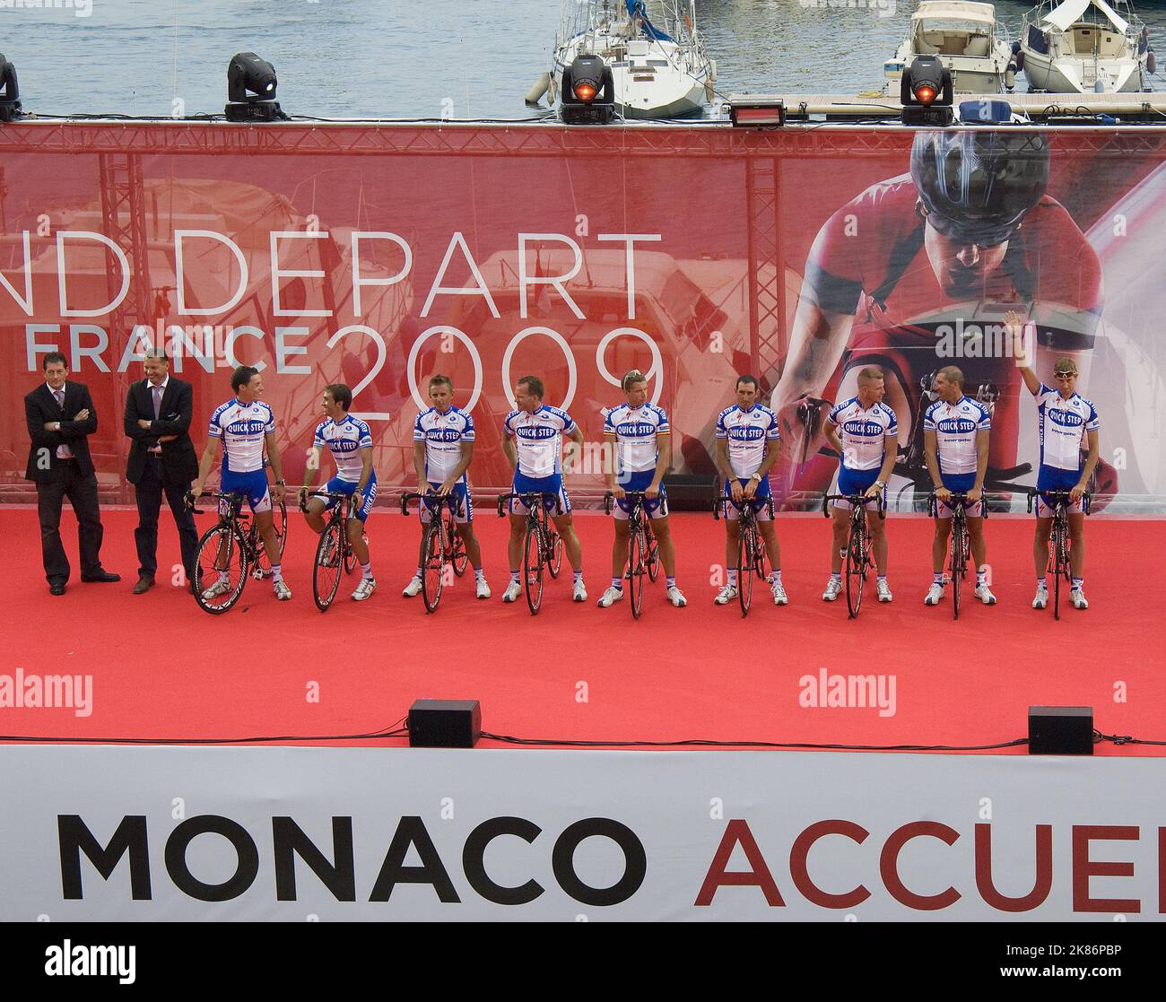 Team Quick Step are seen during the official presentation of cycling ...