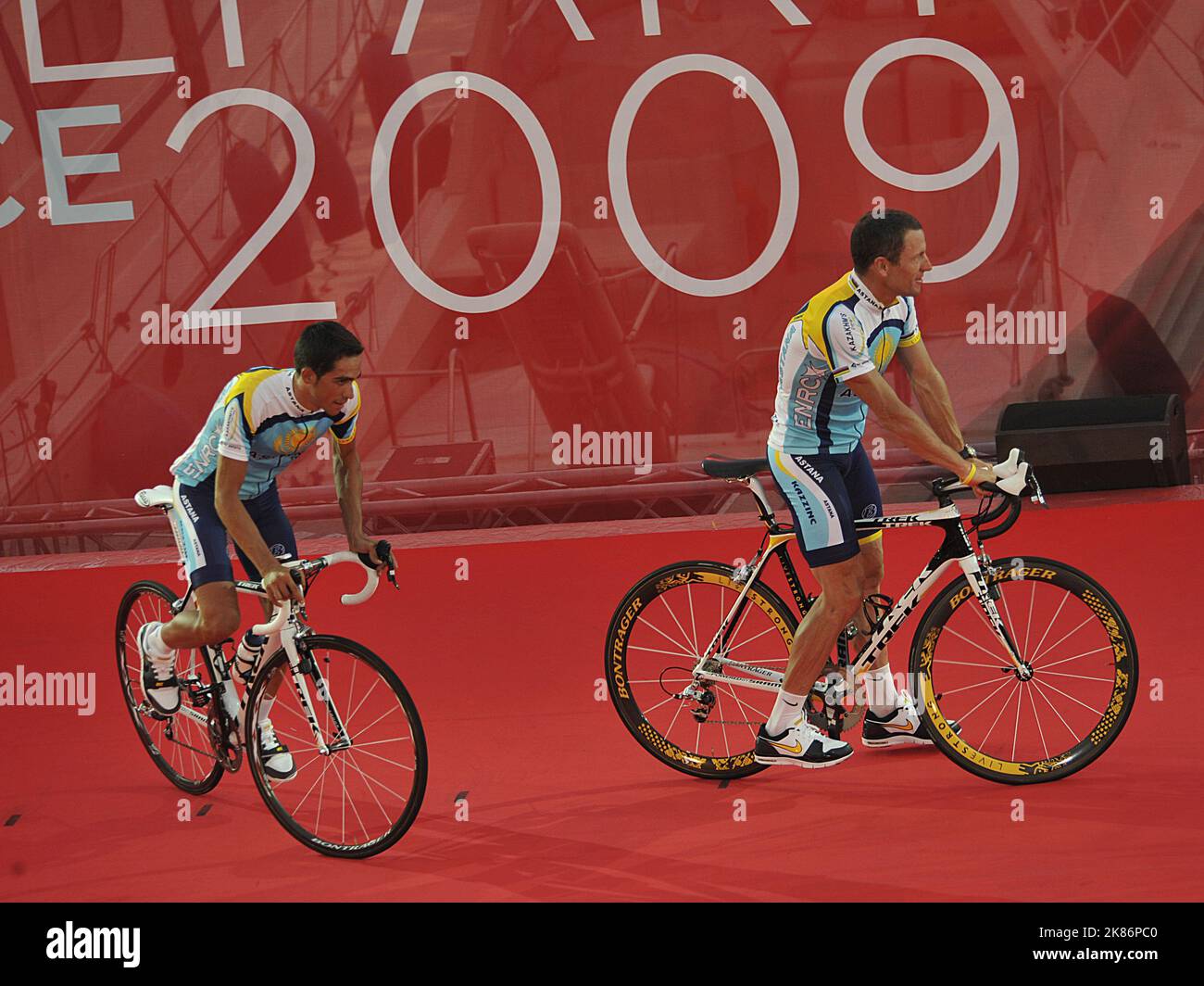 Team Astana's Alberto Contador and Lance Armstrong are seen during the ...