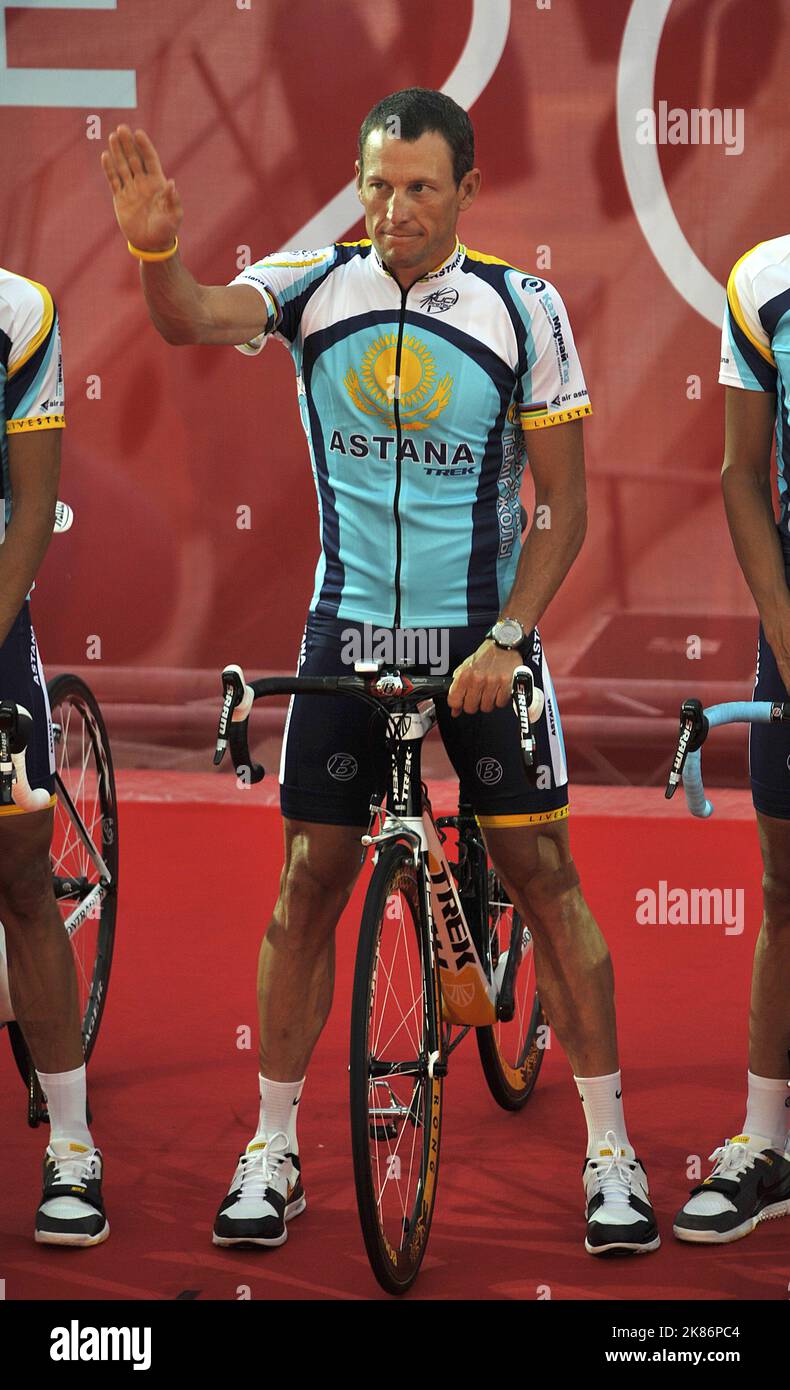 Team Astana's Lance Armstrong is seen during the official presentation ...
