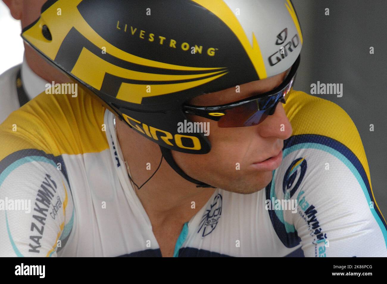Astana's Lance Armstrong waits for the start of his run in the ...