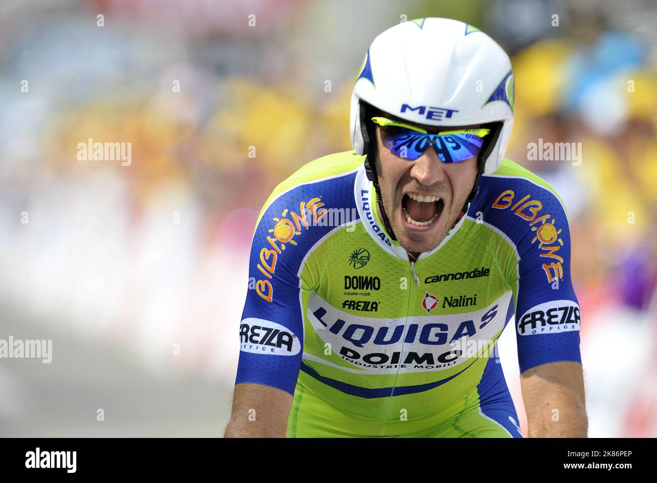 Liquigas' Alessandro Vanotti competing in the individual time trials ...