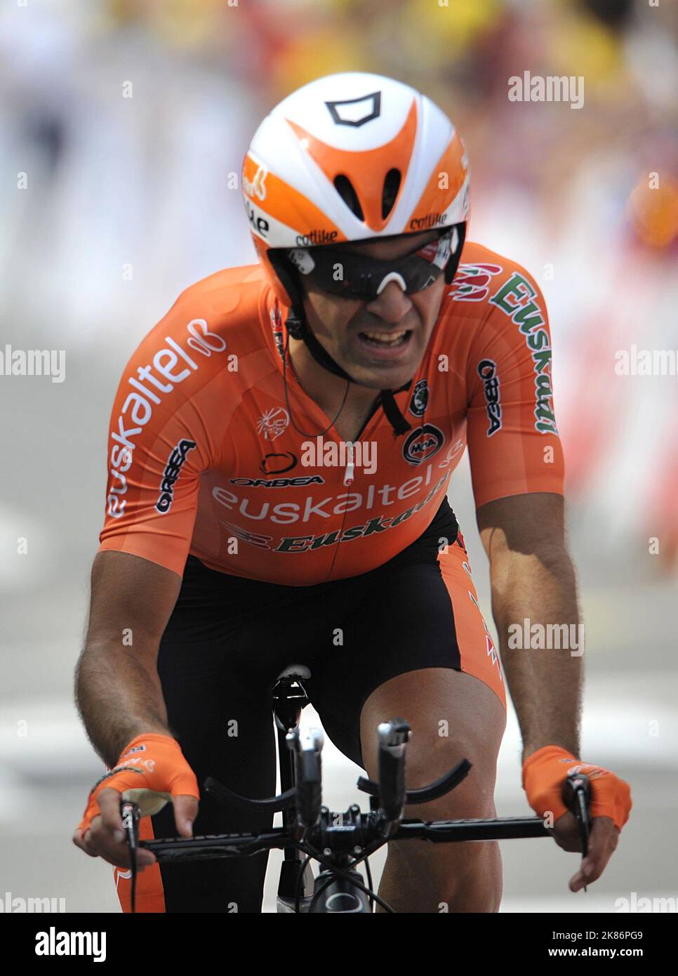 Euskaltel's Ruben Perez Moreno competing in the individual time trials ...
