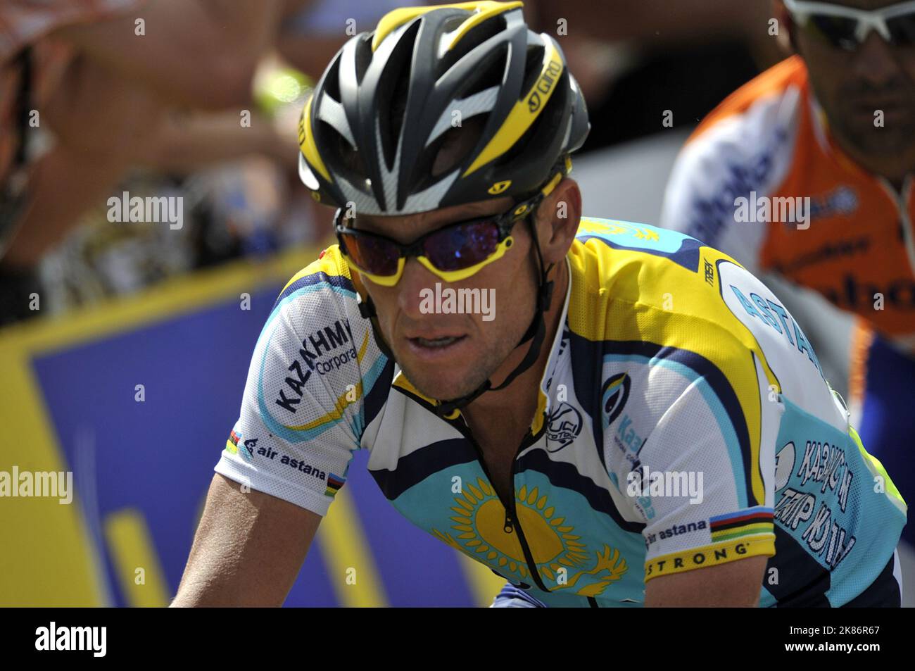 Astana's Lance Armstrong crosses the finish line in the eighth stage of ...