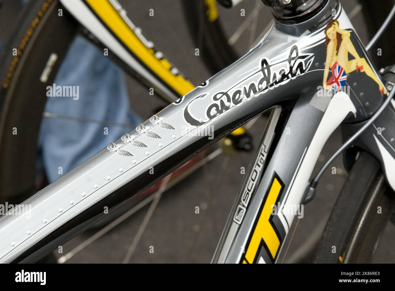 Mark Cavendish's bike with markings like a fighter plane, one wing for ...