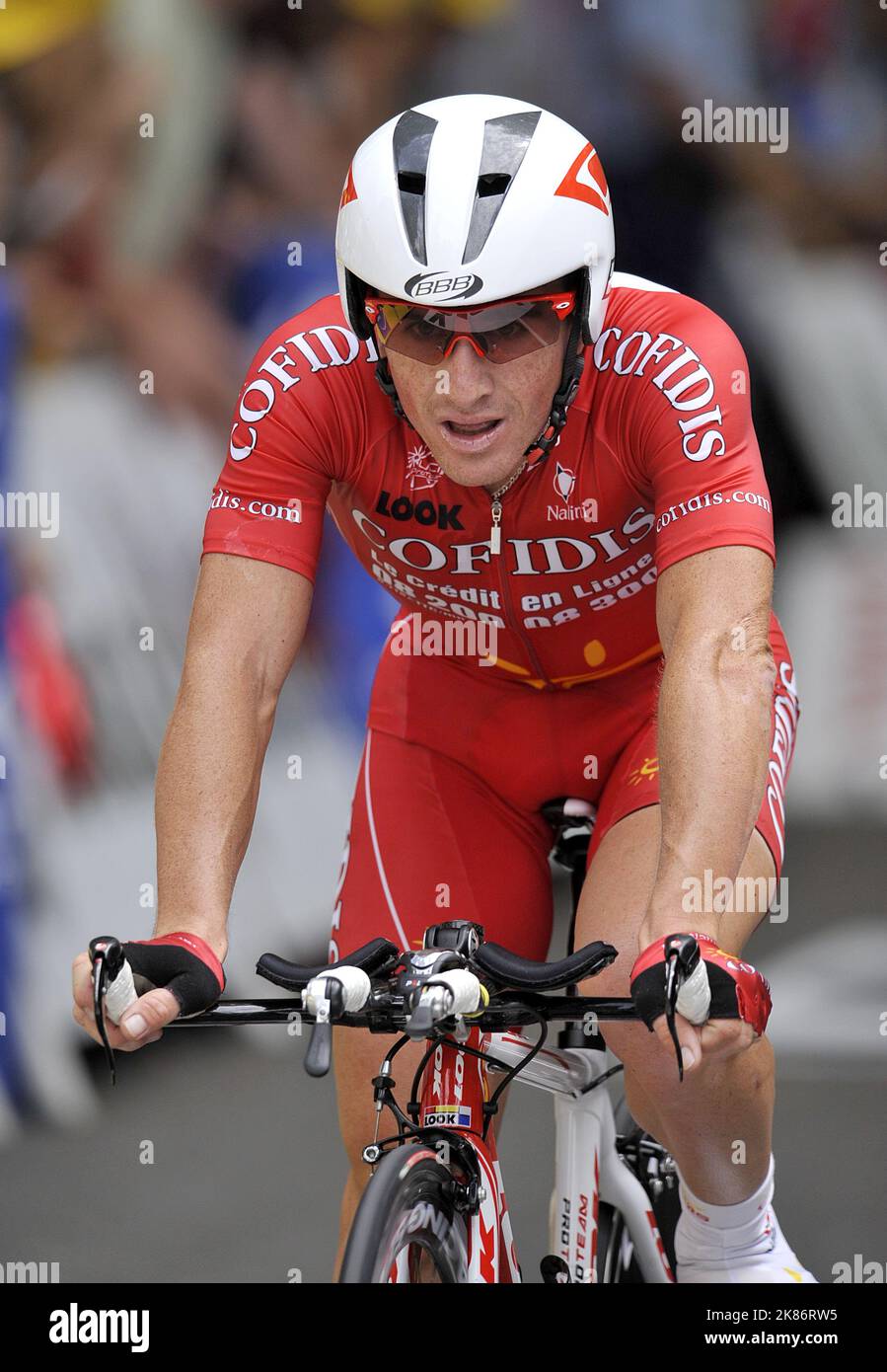 Samuel Dumolin competing during the Individual Time Trials in Annecy ...