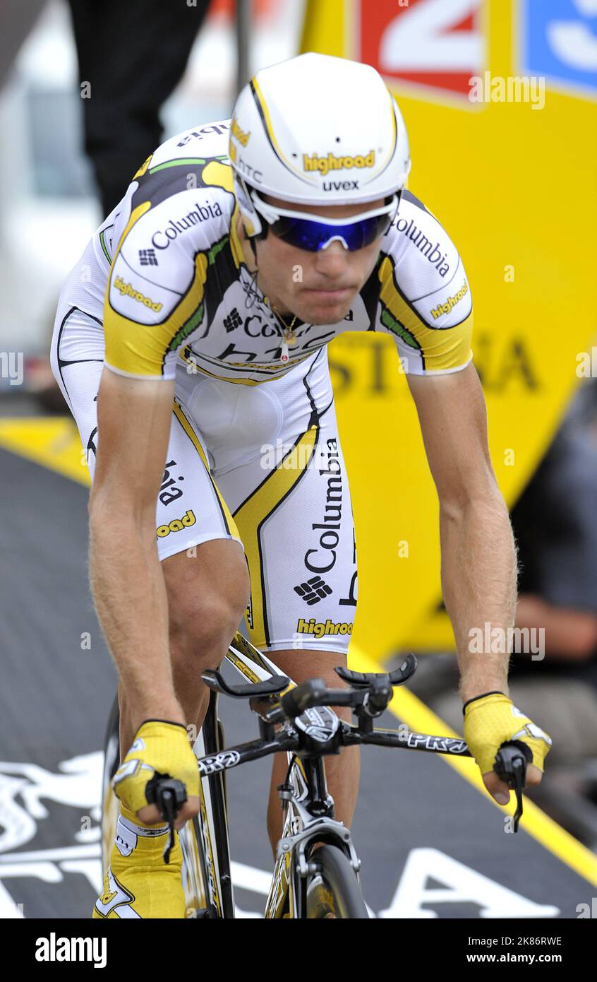 Columbia's Michael Rogers competing during the Individual Time Trials ...