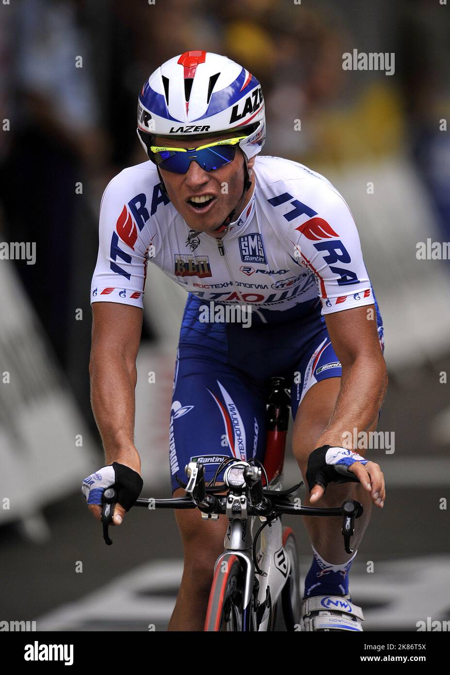 Mikhail Ignatiev competing during the Individual Time Trials in Annecy ...