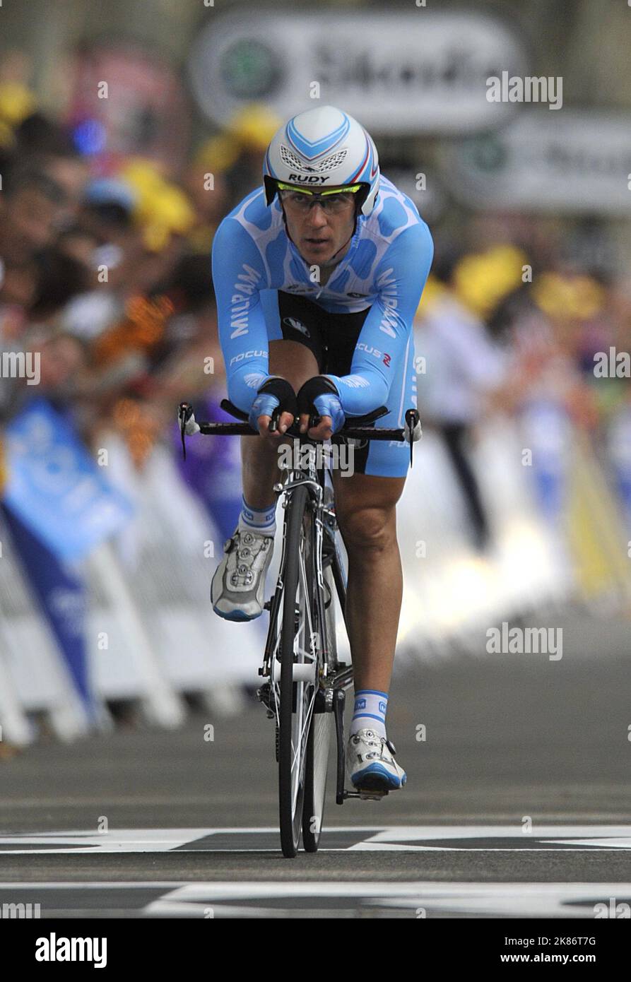 Milram's Joost Posthuma competing during the Individual Time Trials in ...