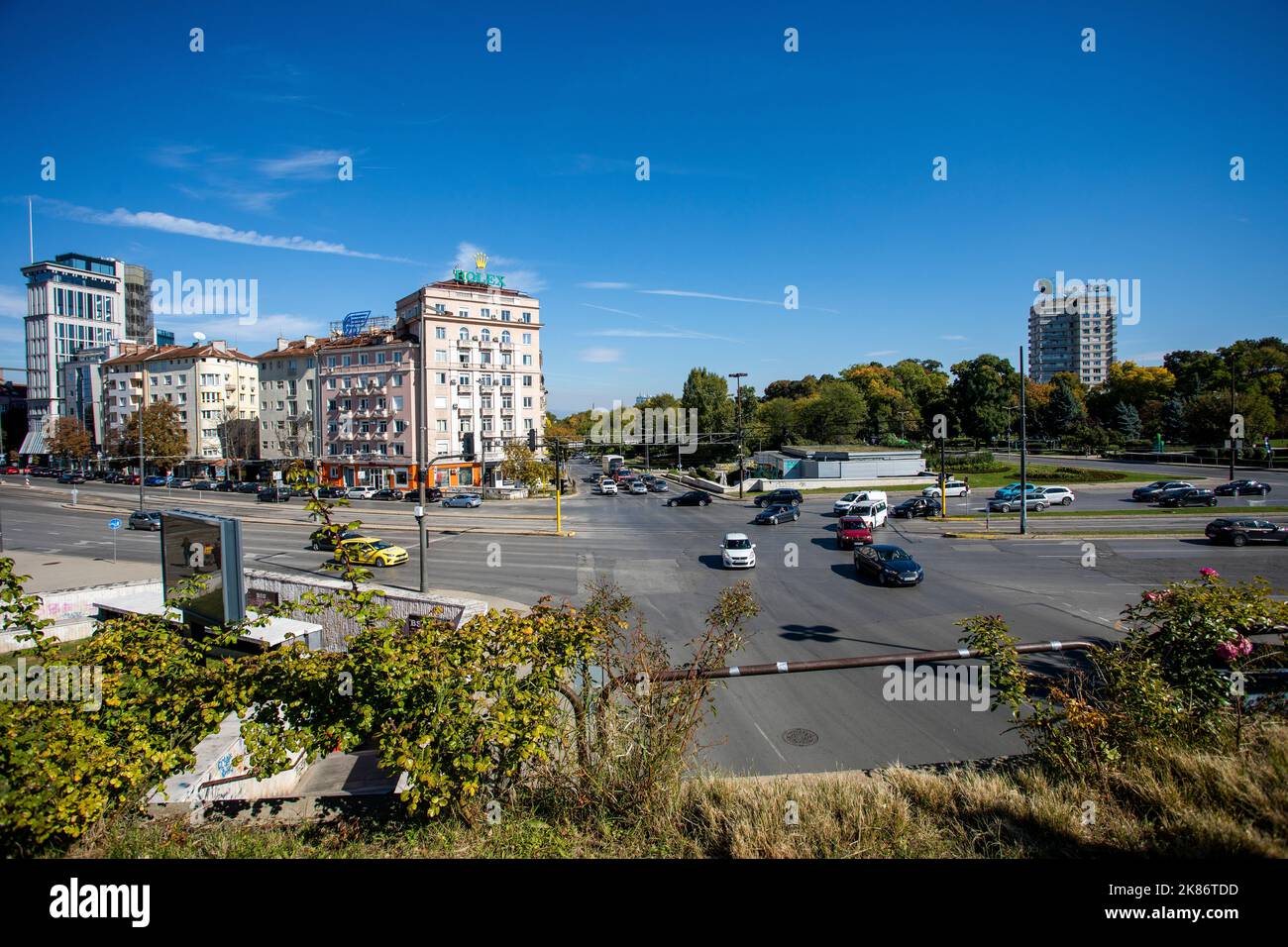 Sofia, Bulgaria - October 09, 2022: High view of two metropolitan ...