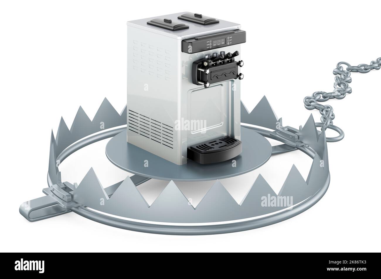 Bear trap with commercial ice cream machine, 3D rendering isolated on ...