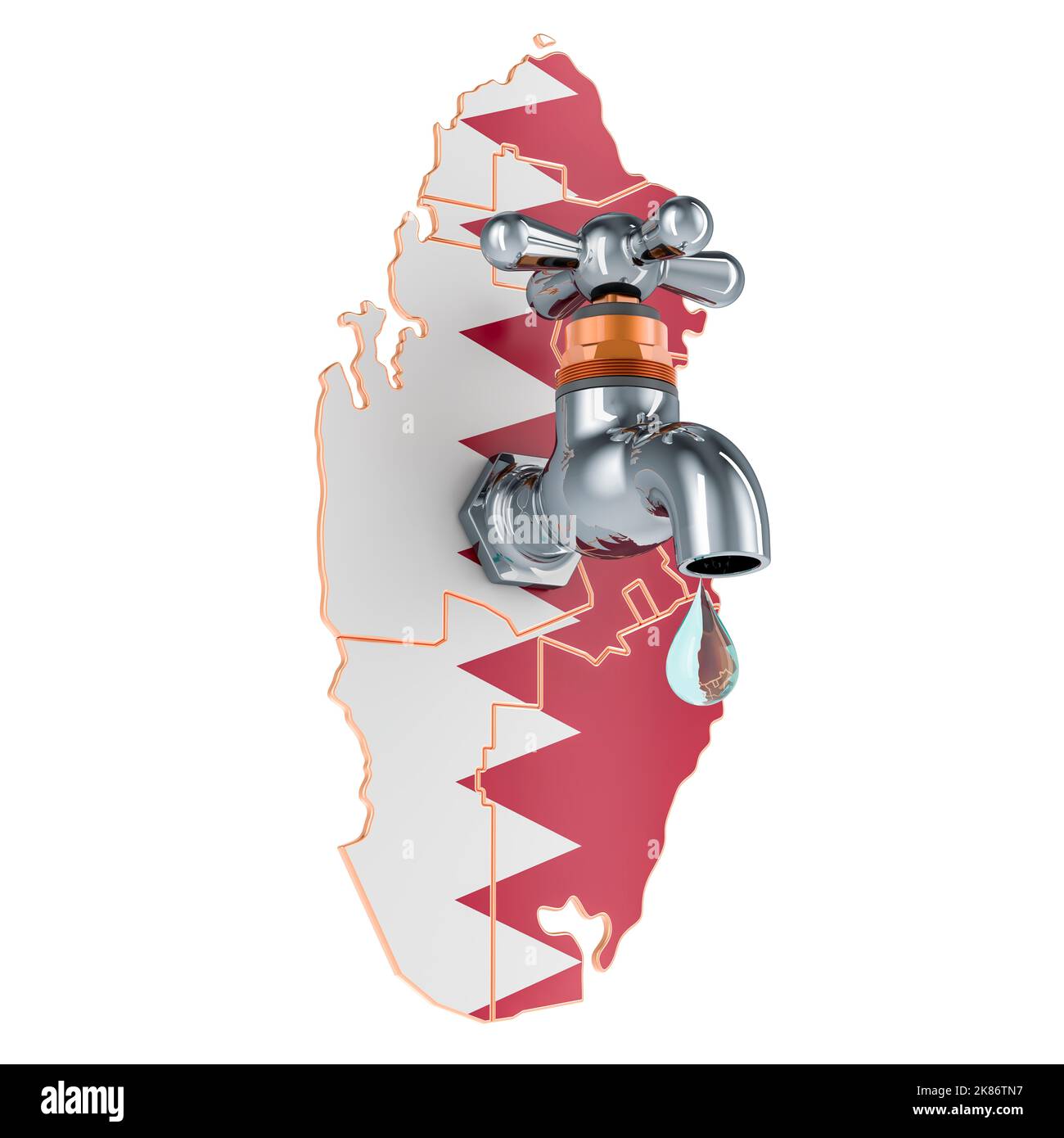 Water resources, drinking water of Qatar concept, 3D rendering isolated ...