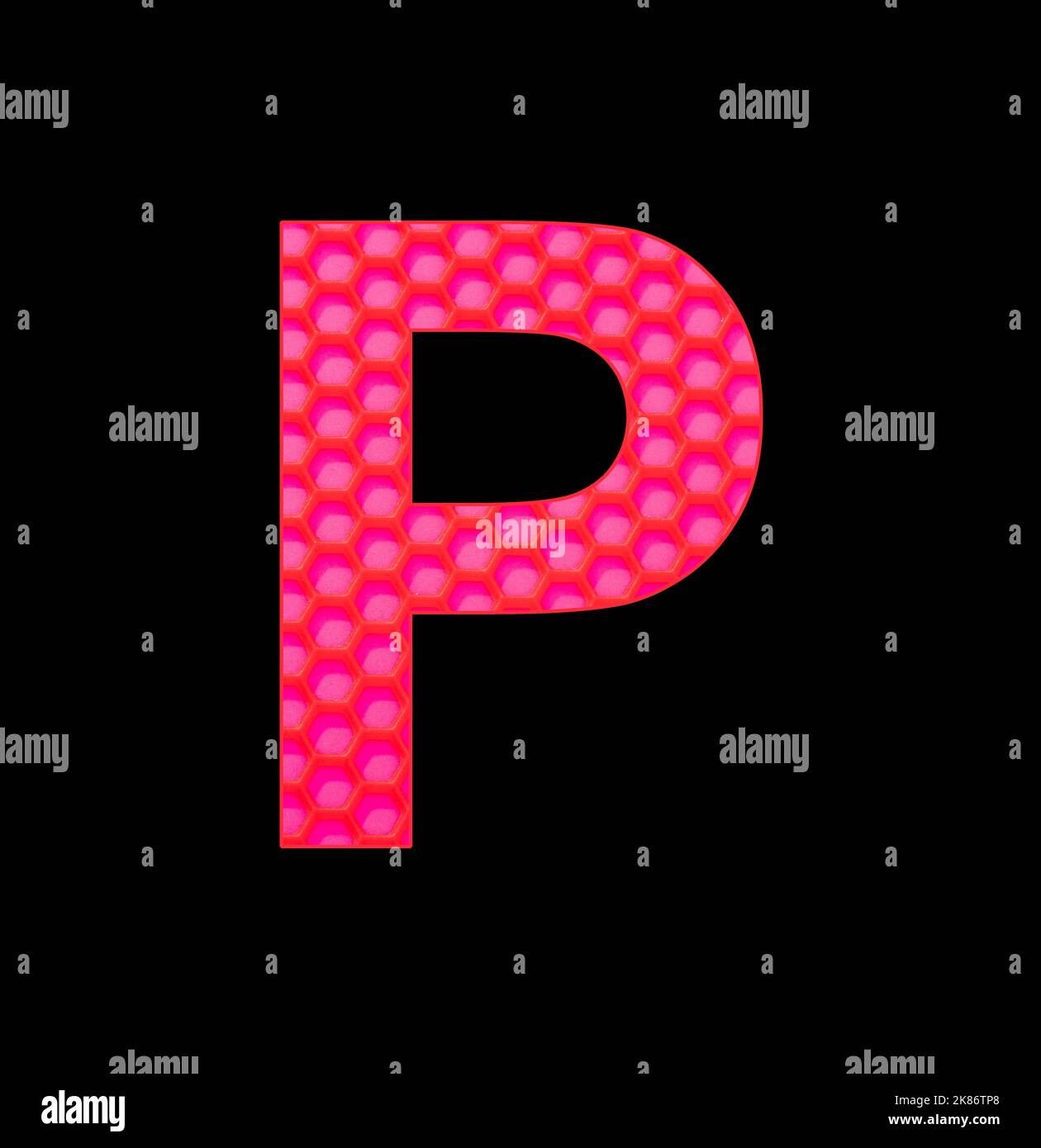 Uppercase letter P - Silicone background with red hexagons Stock Photo ...