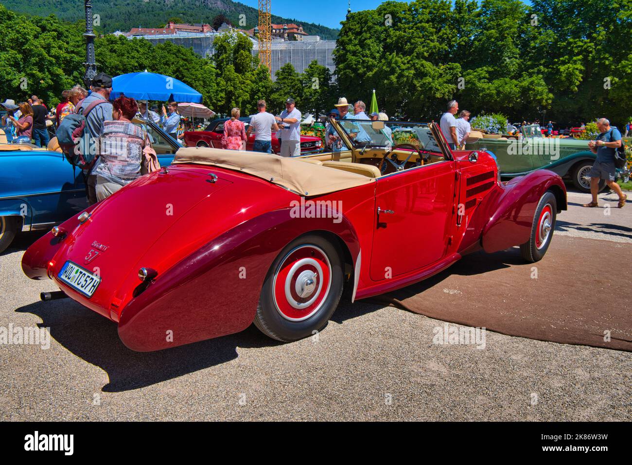 BADEN BADEN, GERMANY - JULY 2022: red Bugatti Type 57 Ventoux 1935 ...