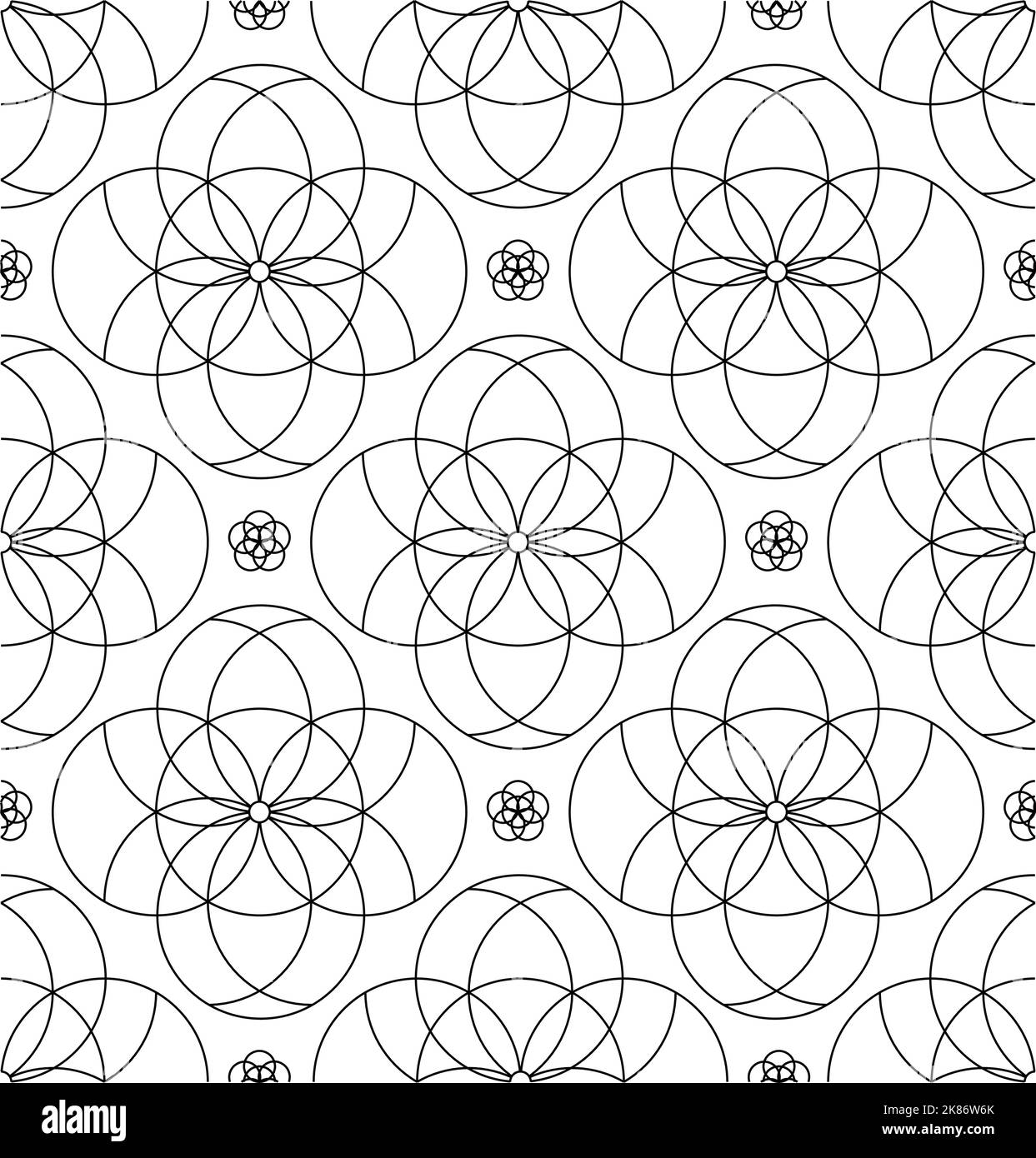 Seamless floral pattern, abstract flowers, black and white, transparent ...
