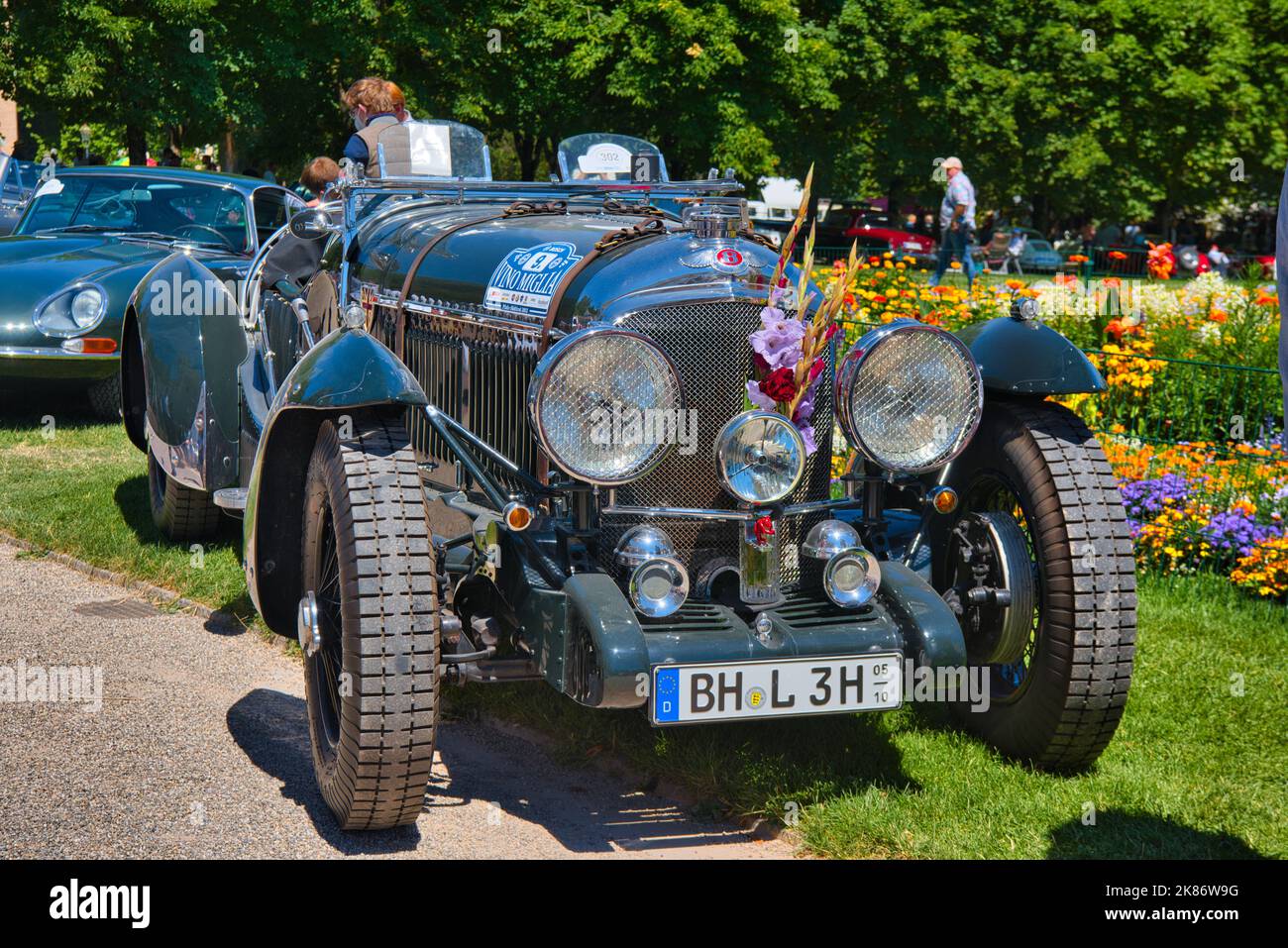 BADEN BADEN, GERMANY - JULY 2022: green BENTLEY SPEED SIX 4 Litre cabrio 1926, oldtimer meeting ...