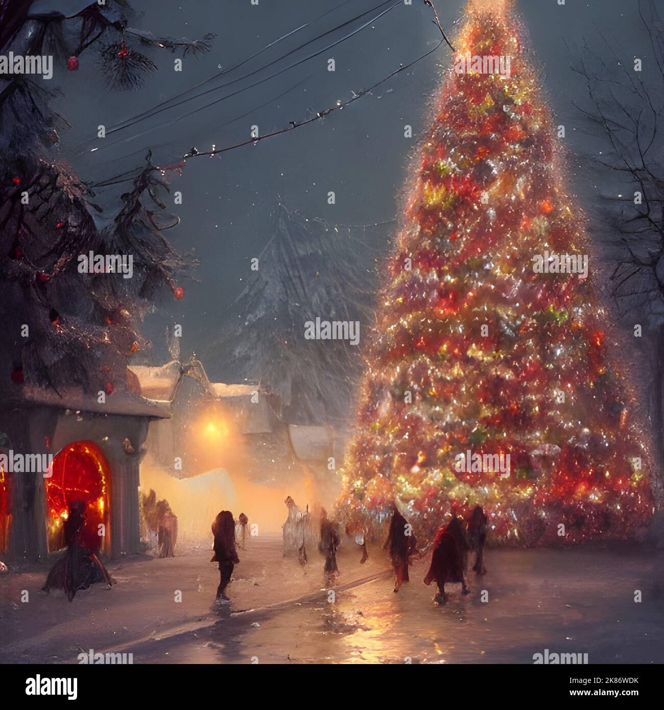 A Christmas scene illustration Stock Photo - Alamy