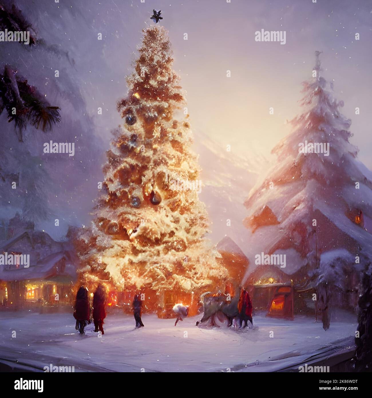 A Christmas scene illustration Stock Photo - Alamy