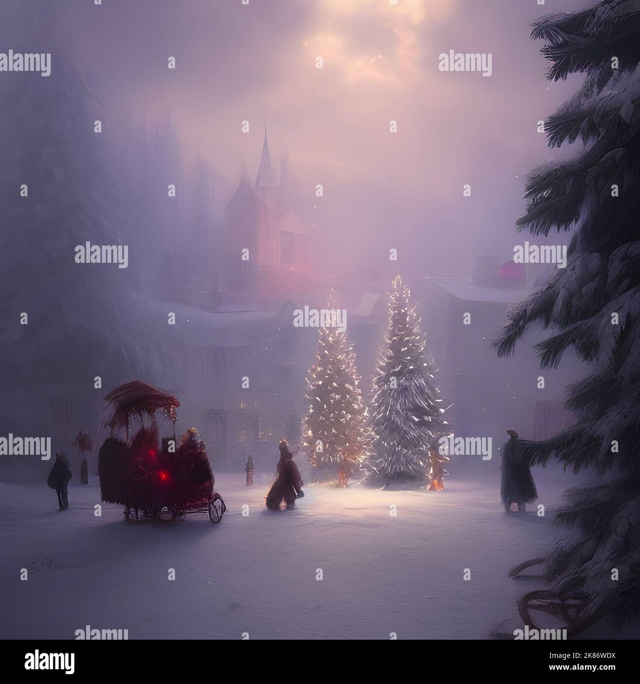 A Christmas scene illustration Stock Photo - Alamy
