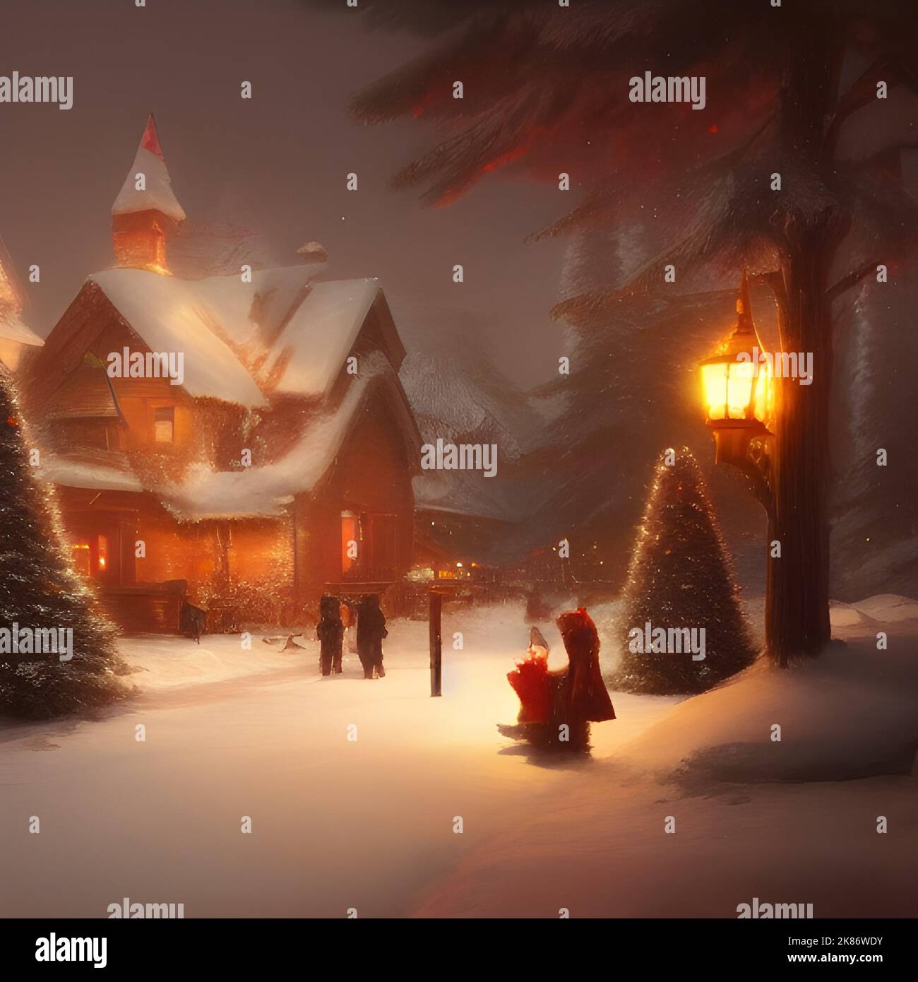 A Christmas scene illustration Stock Photo - Alamy