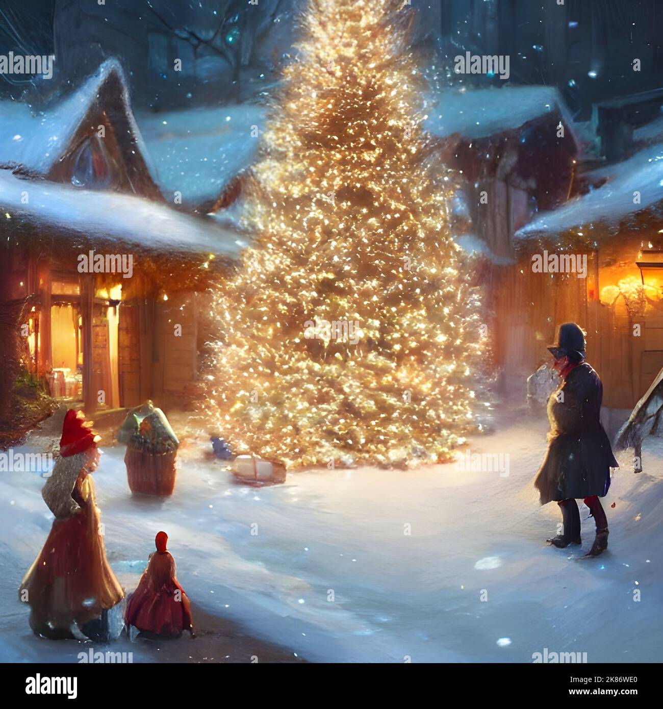 A Christmas scene illustration Stock Photo - Alamy