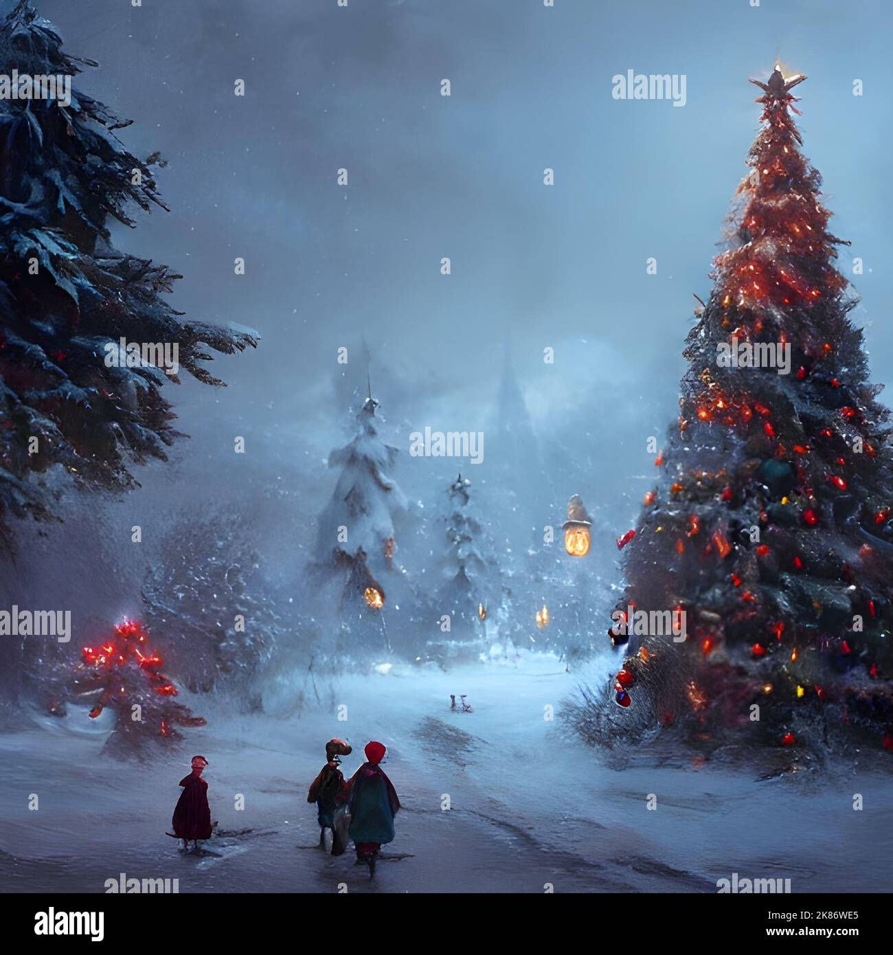 A Christmas scene illustration Stock Photo - Alamy