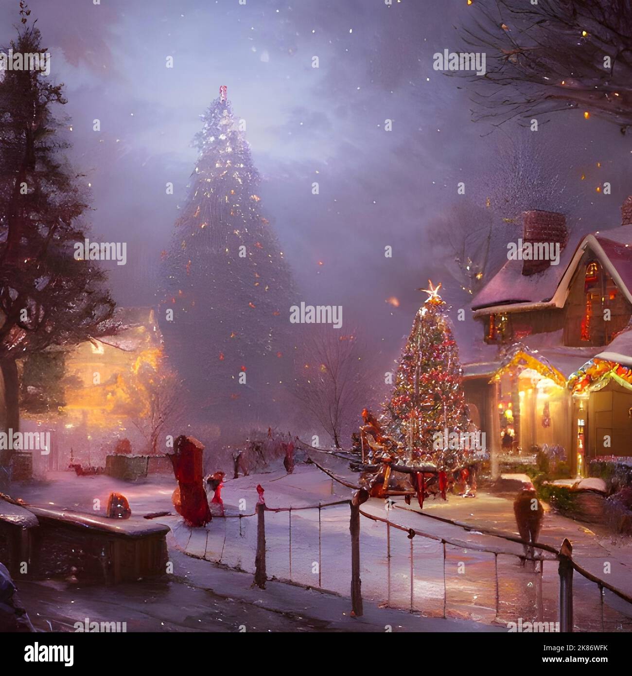 A Christmas scene illustration Stock Photo - Alamy