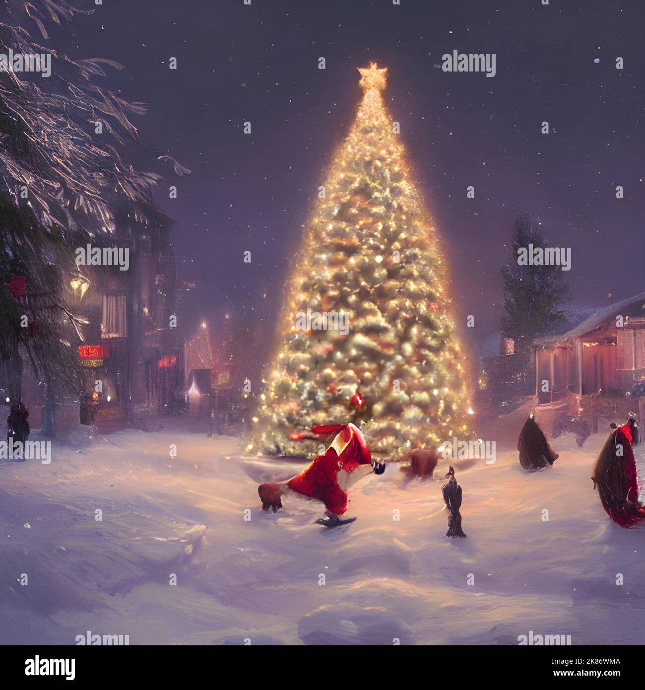 A Christmas scene illustration Stock Photo - Alamy