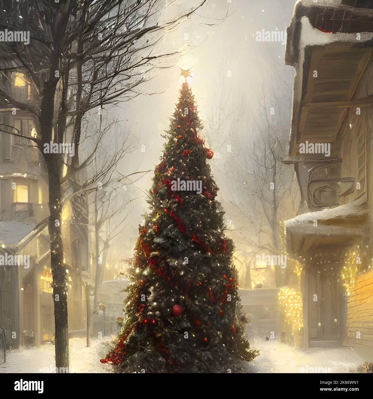 A Christmas scene illustration Stock Photo - Alamy