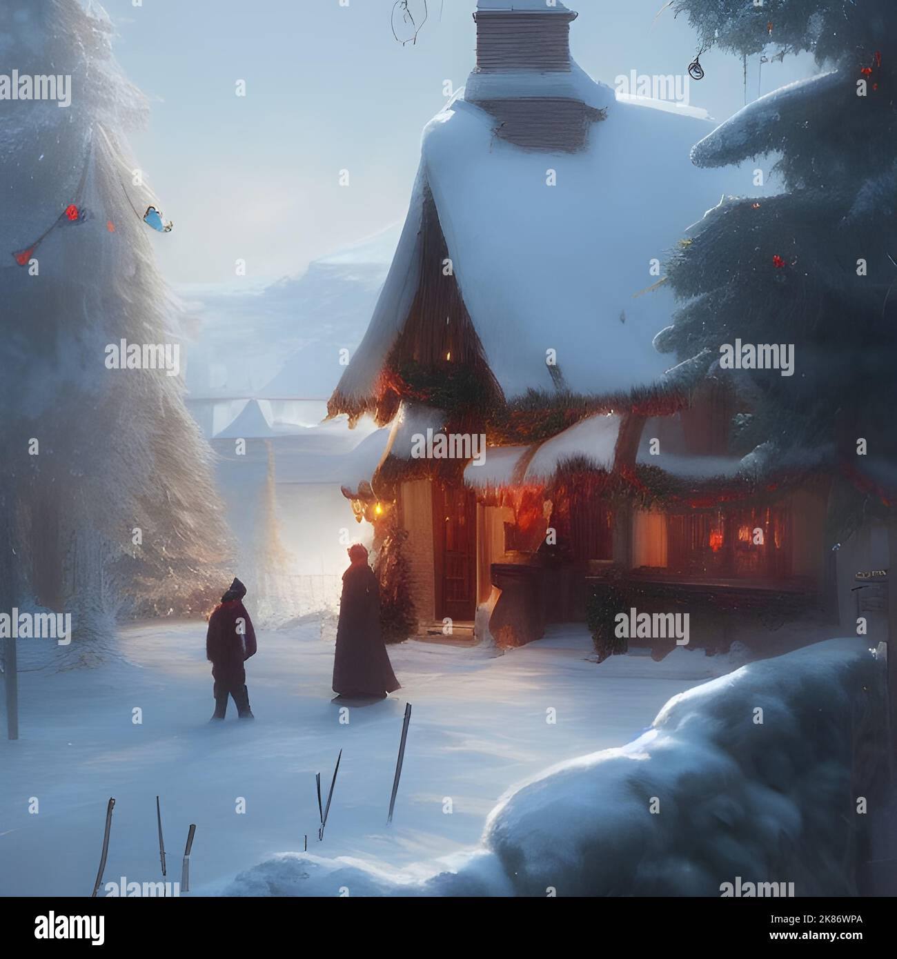 A Christmas scene illustration Stock Photo - Alamy