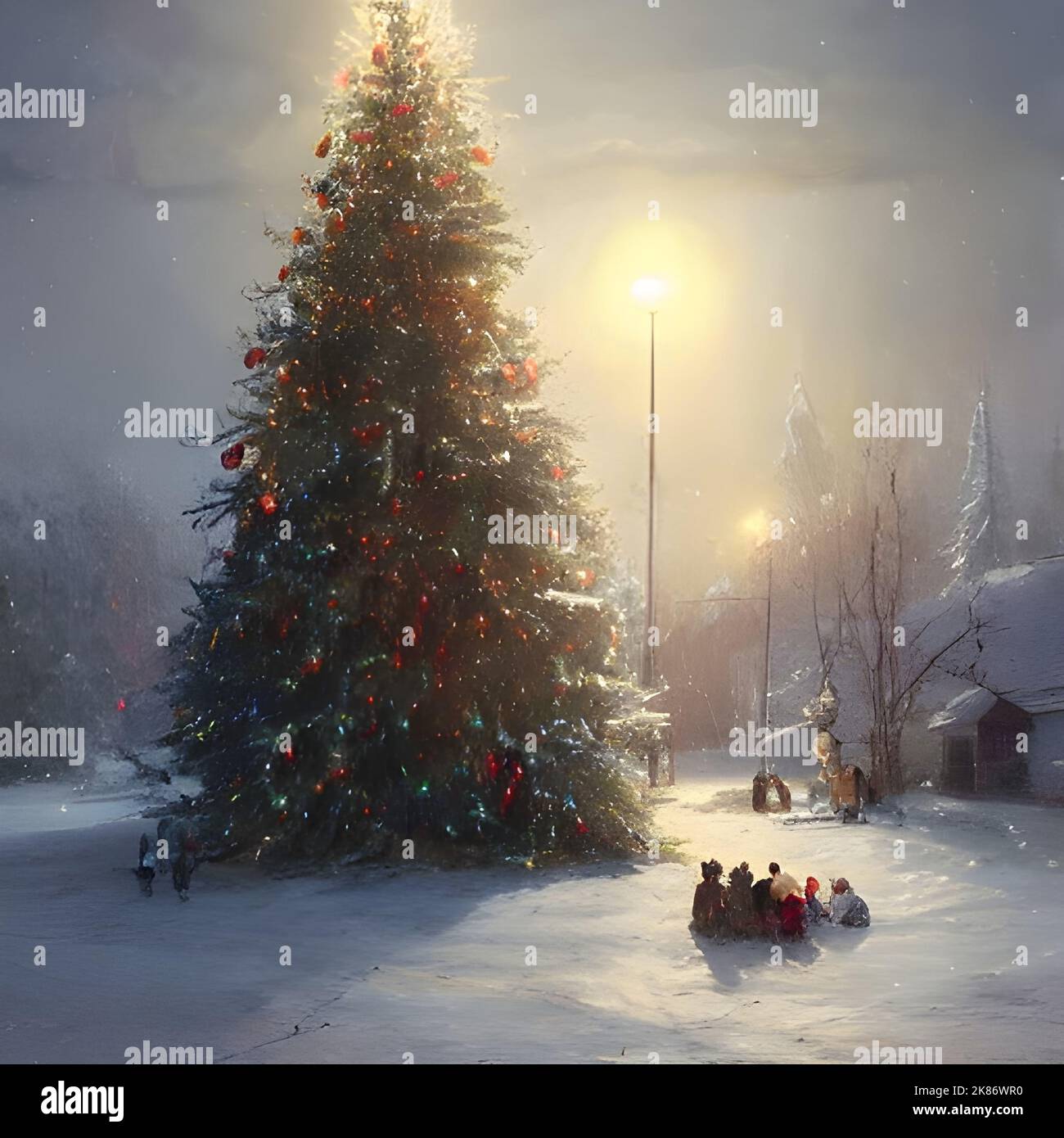 A Christmas scene illustration Stock Photo - Alamy