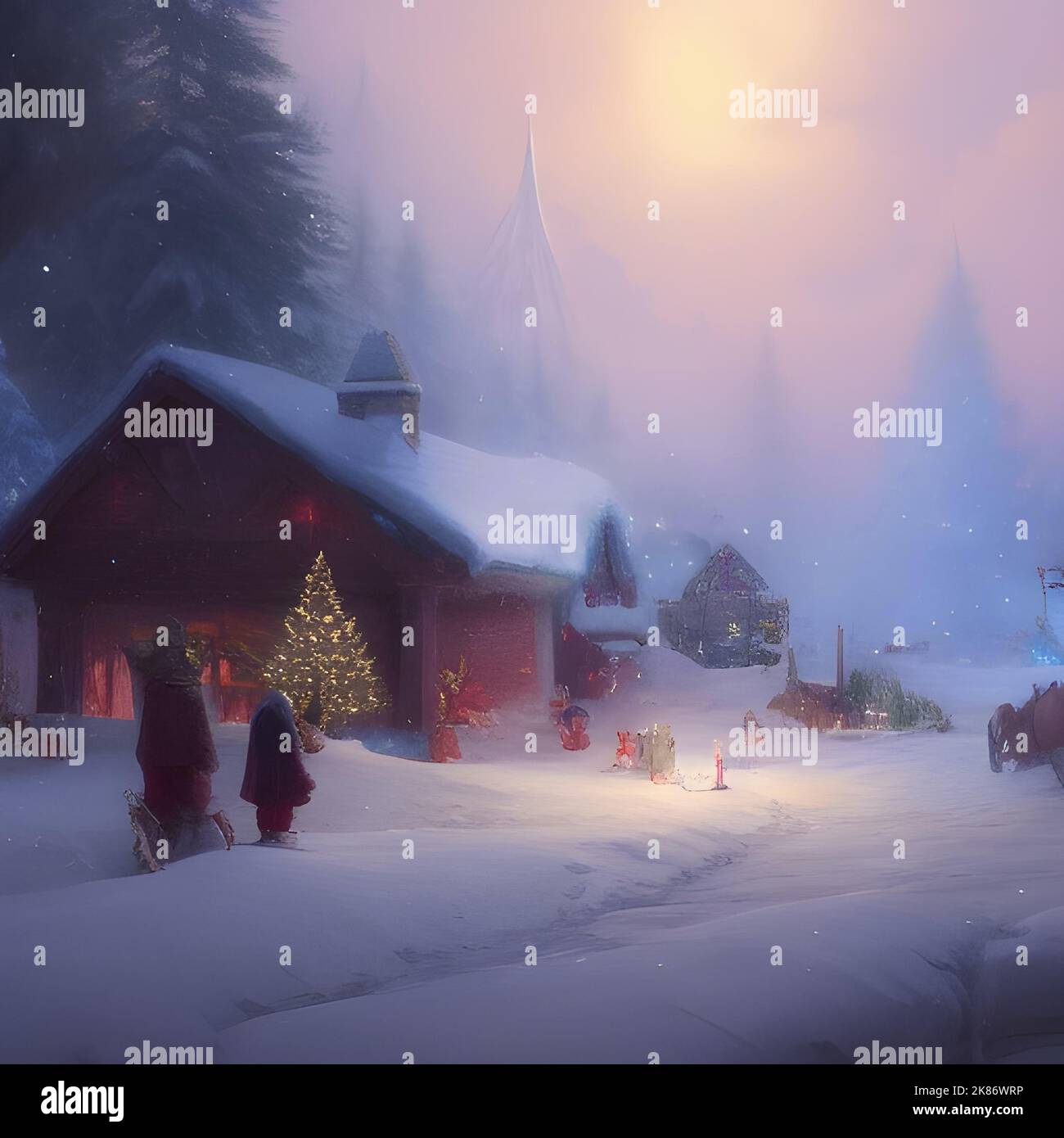 A Christmas scene illustration Stock Photo - Alamy