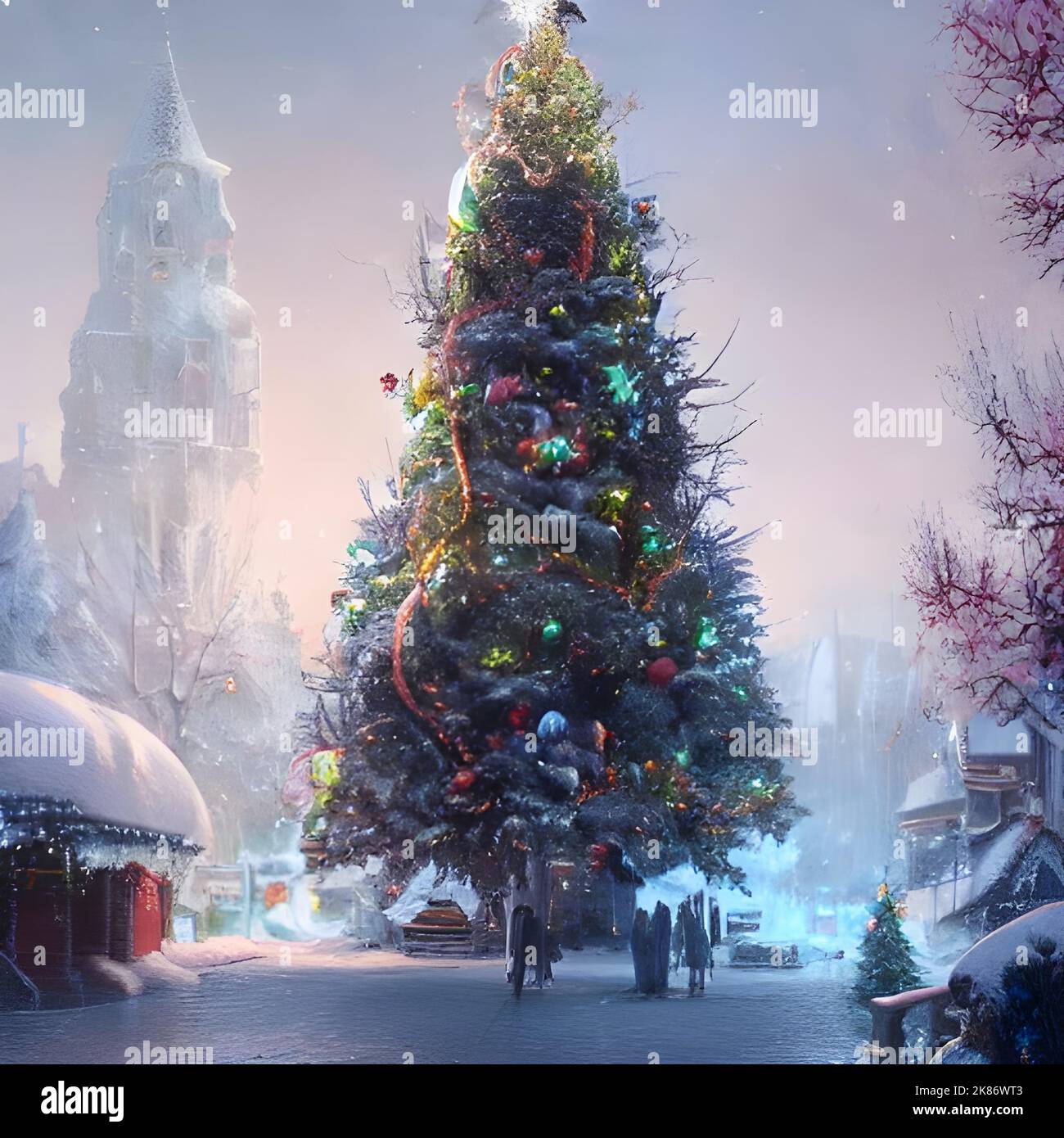 A Christmas scene illustration Stock Photo - Alamy