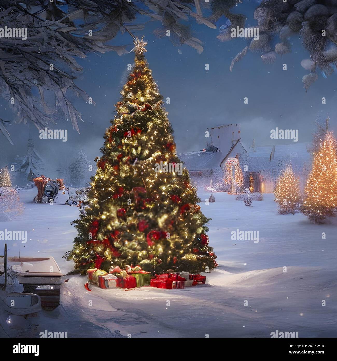 A Christmas scene illustration Stock Photo - Alamy
