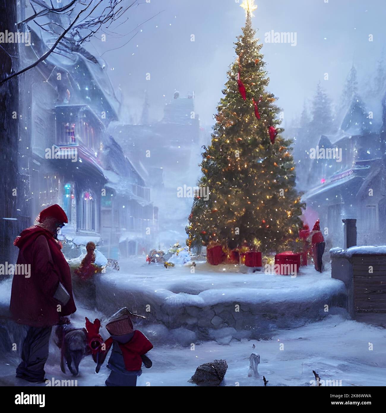 A Christmas scene illustration Stock Photo - Alamy
