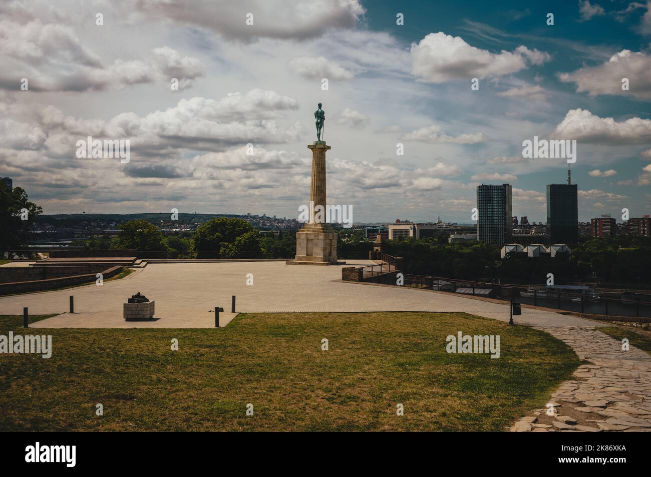 A scenic view of the Monument Pobednik symbol of Belgrade, Serbia Stock ...