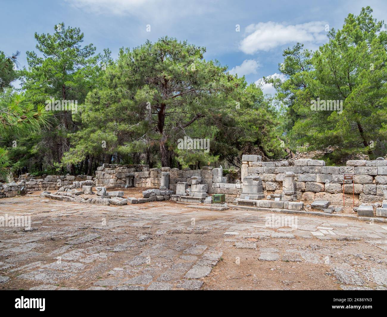 Agora, ruined market square in ancient Phaselis city. Famous ...