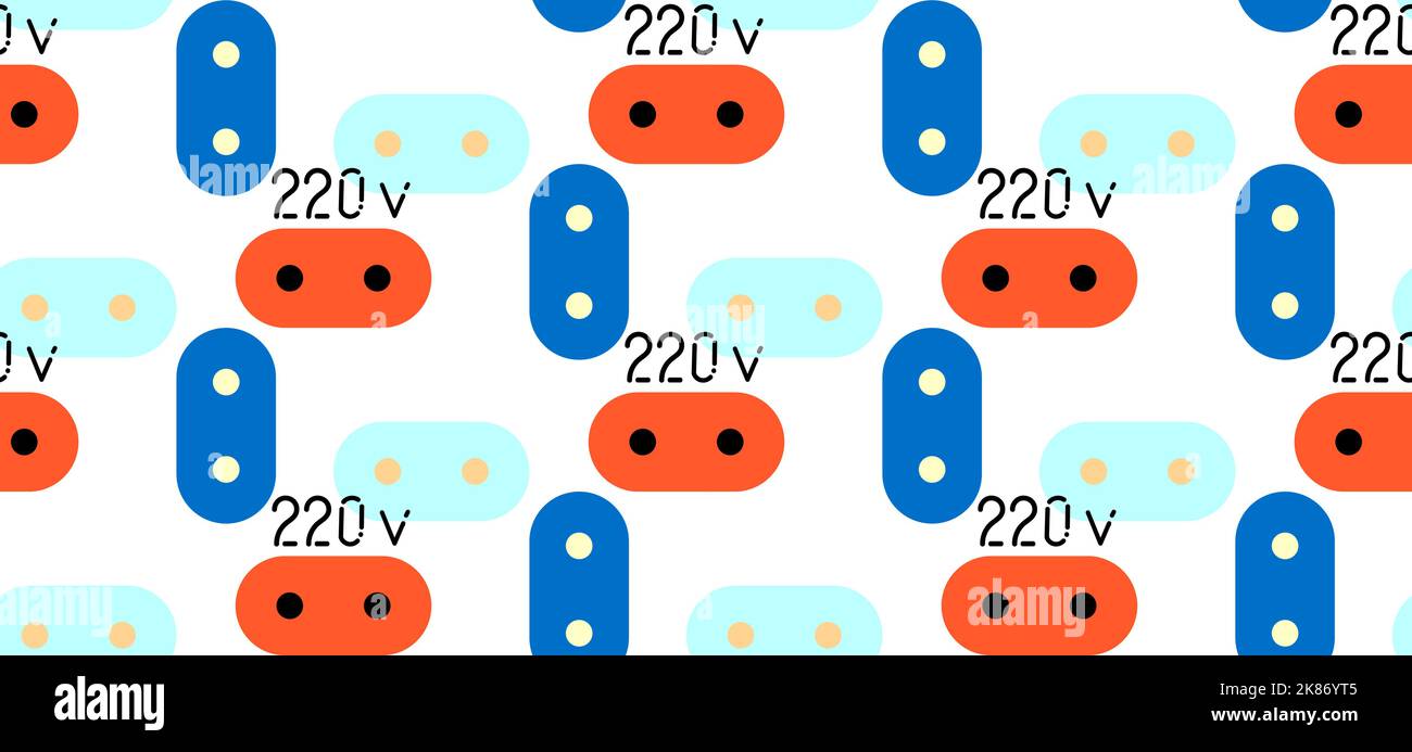 Seamless pattern. High Voltage Sign. 220 volt. Danger symbol. Flat ...